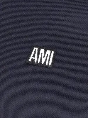 Ami Embroidered Logo Sweatshirt With Side Stripes - Black