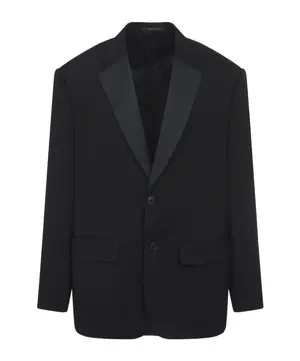 Balenciaga Collared Buttoned Blazer - Black