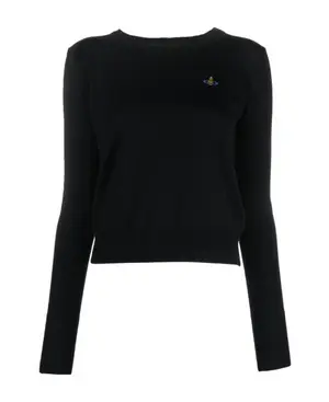 VIVIENNE WESTWOOD Orb Embroidered Crewneck Jumper - Black