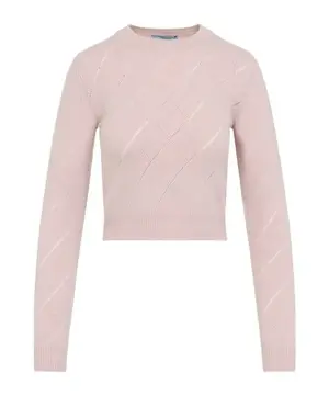 Prada Cropped Crewneck Jumper - Pink