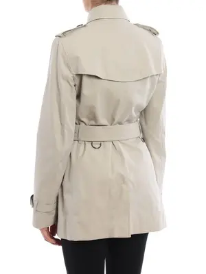 Burberry Double-breasted Short Windbreaker With Belted Waist - Nude