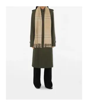 Burberry Checked Fringed Edge Scarf - Linen Mixed Color