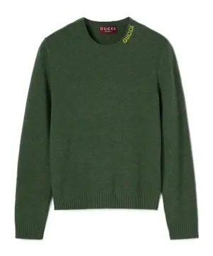 Gucci Felted Wool Knit Sweater With Intarsia