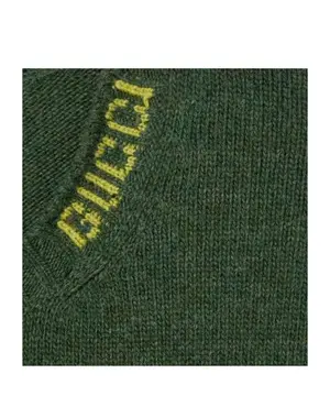 Gucci Felted Wool Knit Sweater With Intarsia
