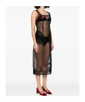 Simone Rocha Square Neck Sleeveless Dress With Embellishment