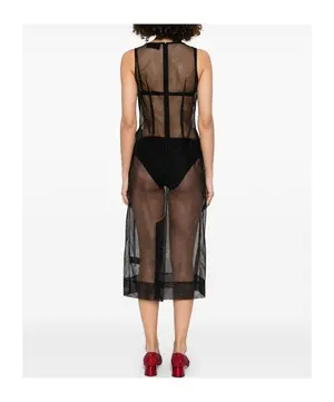 Simone Rocha Square Neck Sleeveless Dress With Embellishment