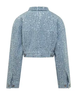 ROTATE BY BIRGER CHRISTENSEN Embellished Cropped Denim Jacket