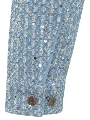 ROTATE BY BIRGER CHRISTENSEN Embellished Cropped Denim Jacket