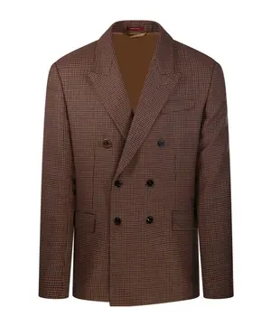 Gucci Double-breast Houndstooth Jacket - Beige/brown