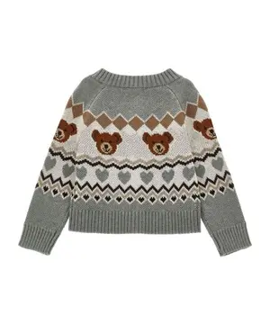 Monnalisa Jacquard Teddy Bear Cardigan