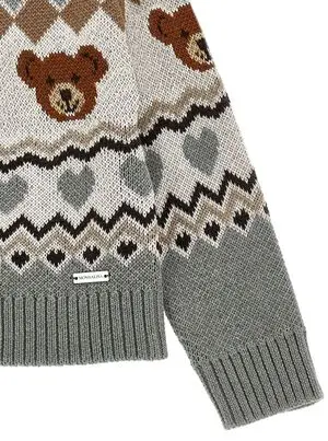 Monnalisa Jacquard Teddy Bear Cardigan