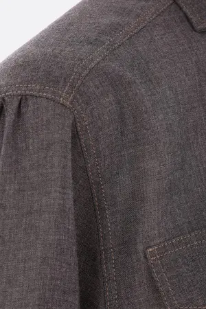 Brunello Cucinelli Monili Trim Button-up Shirt - Gray