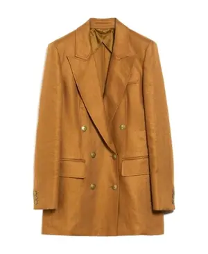 Max Mara Linen Double-breasted Suit Jacket - Brown
