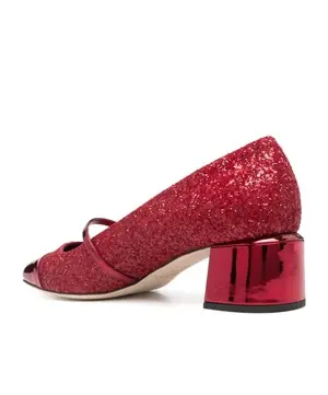 JIMMY CHOO Elisa Pumps With Glitter And Block Heel - Red