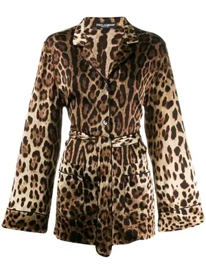 Dolce & Gabbana Leopard Print Belted Shirt - Black