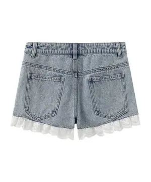 Marissa Chiara Denim Shorts With Lace Trim