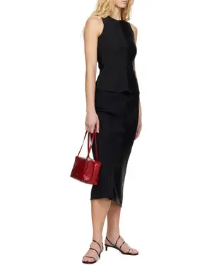 AMI Paris Straight Midi Skirt - Black