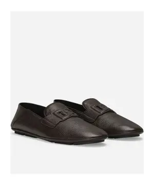 Dolce & Gabbana Logo Embossed Round Toe Loafers - Black