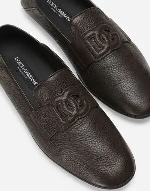 Dolce & Gabbana Logo Embossed Round Toe Loafers - Black
