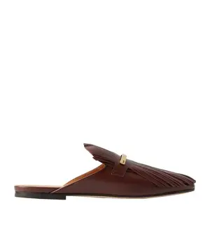 TOD'S Embellished Fringed Leather Slippers