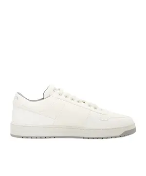 Prada Low-top Lace-up Sneakers With Embellished Branding - Ivory
