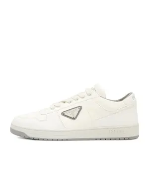 Prada Low-top Lace-up Sneakers With Embellished Branding - Ivory