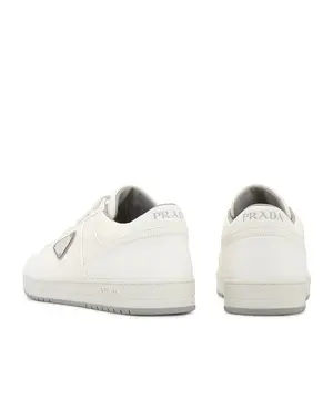 Prada Low-top Lace-up Sneakers With Embellished Branding - Ivory
