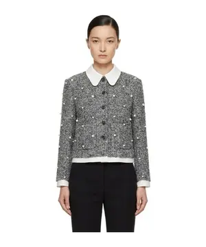 Marissa Chiara Embellished Pearl Button-front Jacket