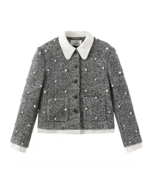 Marissa Chiara Embellished Pearl Button-front Jacket