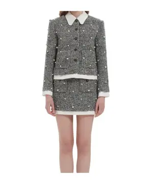 Marissa Chiara Embellished Pearl Button-front Jacket