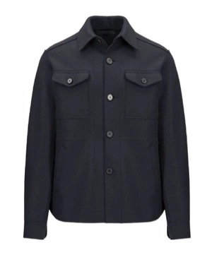 Harris Wharf London Buttoned Wool Overshirt - Navy