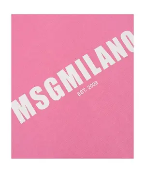 MSGM Logo Print Cotton Hoodie - Pink