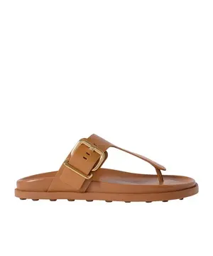 TOD'S Buckled Leather Sandals - Tan