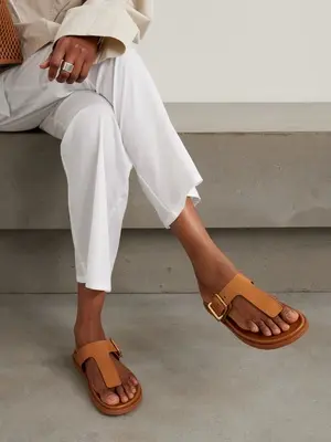 TOD'S Buckled Leather Sandals - Tan