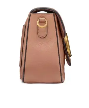 Valentino Garavani Alltime Logo Plaque Foldover Top Crossbody Bag - Nude