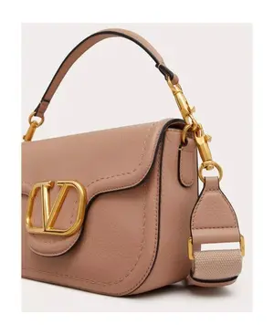 Valentino Garavani Alltime Logo Plaque Foldover Top Crossbody Bag - Nude