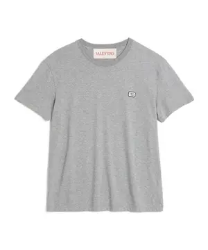 Valentino Garavani Logo Patch Crewneck T-shirt - Gray