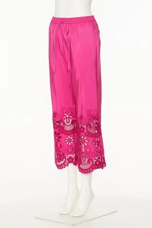 Valentino Garavani Embroidered Lace Trim Cropped Trousers
