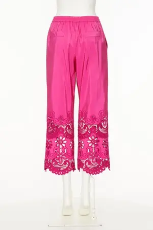 Valentino Garavani Embroidered Lace Trim Cropped Trousers