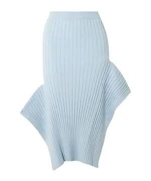 Stella McCartney Asymmetrical Ribbed Midi Skirt - Light Blue