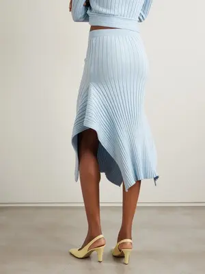 Stella McCartney Asymmetrical Ribbed Midi Skirt - Light Blue