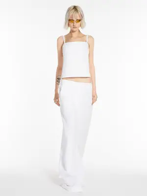 Sportmax Sleeveless Cotton Top With Straight Collar - White