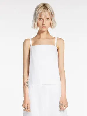 Sportmax Sleeveless Cotton Top With Straight Collar - White
