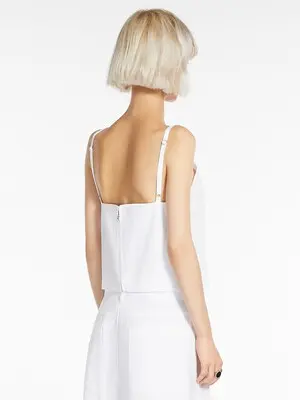 Sportmax Sleeveless Cotton Top With Straight Collar - White