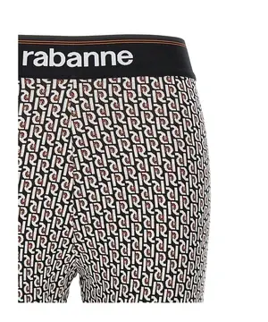Rabanne Monogram Jacquard Logo Waistband Leggings - Gray