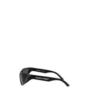 Balenciaga Oval Frame Logo Sunglasses - Black