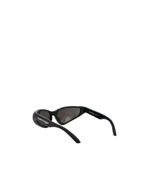Balenciaga Oval Frame Logo Sunglasses - Black