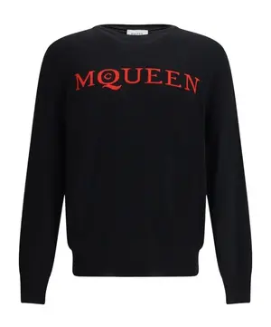 Alexander McQueen Logo Intarsia-knit Crewneck Jumper - Black