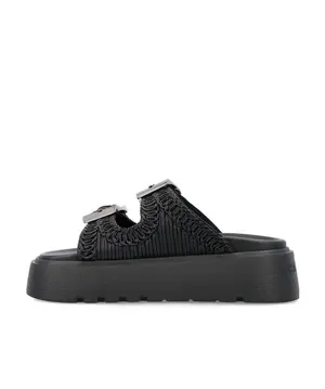 Casadei Double Strap Slip-on Platform Sandals - Black