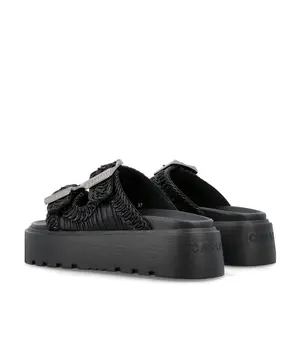 Casadei Double Strap Slip-on Platform Sandals - Black